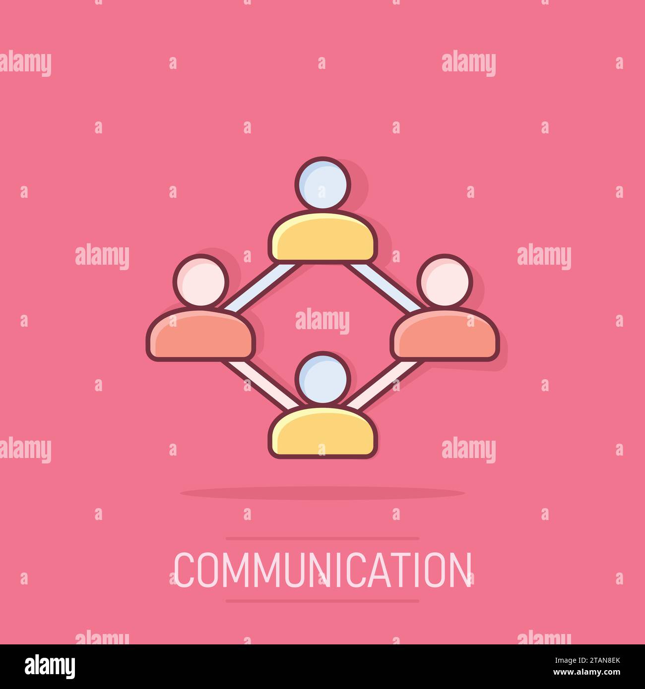Vector cartoon social network icon in comic style. People connection ...