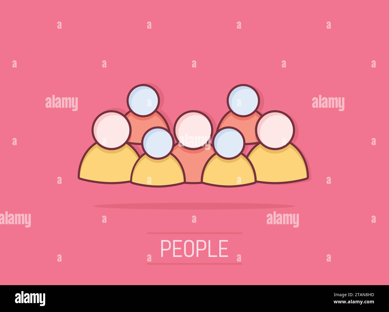 Vector cartoon group of people icon in comic style. Persons sign ...