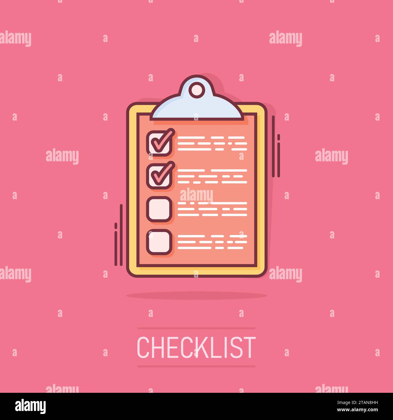 Vector cartoon to do list icon in comic style. Checklist, task list ...