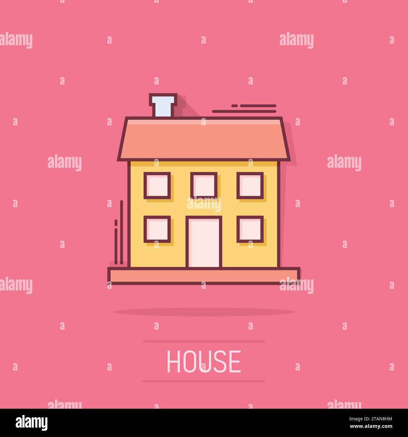Vector cartoon house icon in comic style. Building sign illustration ...