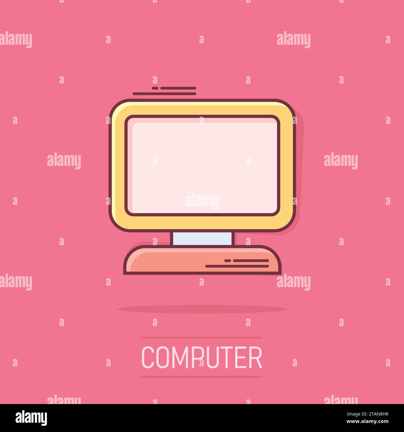 Vector cartoon computer icon in comic style. Monitor sign illustration ...