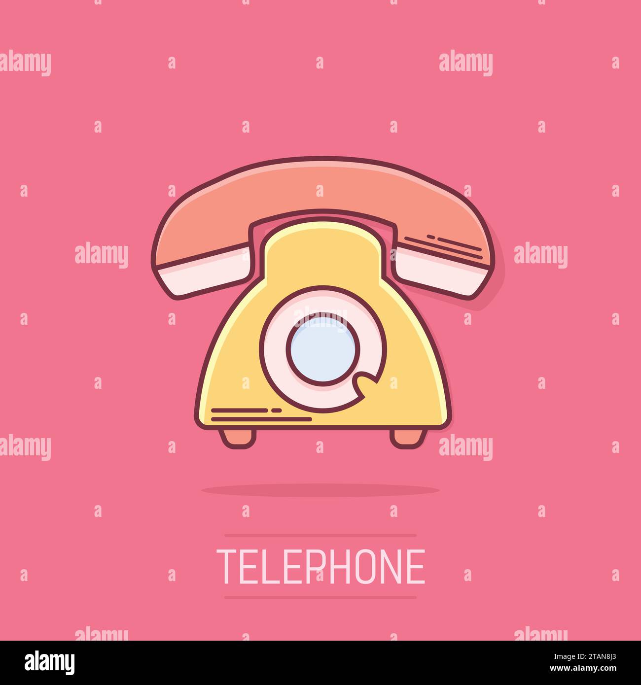 Vector cartoon phone icon in comic style. Telephone sign illustration ...