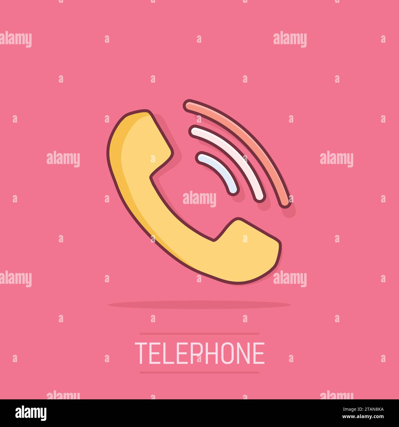 Vector cartoon phone icon in comic style. Contact, support service sign ...
