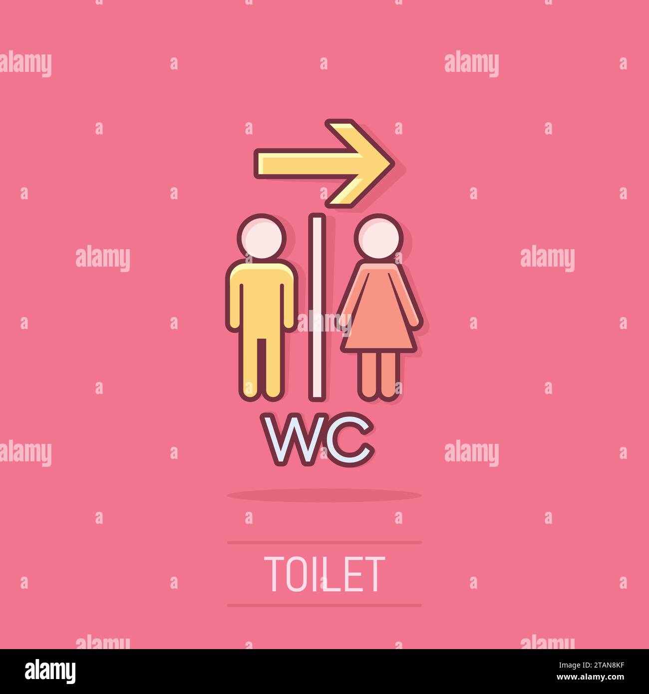 Vector cartoon WC, toilet icon in comic style. Men and women restroom ...