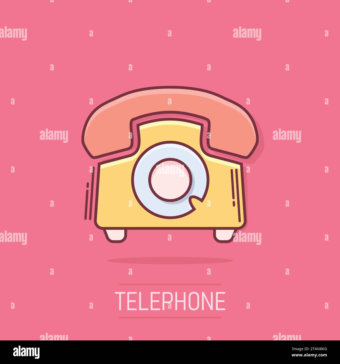 Vector cartoon phone icon in comic style. Telephone sign illustration ...
