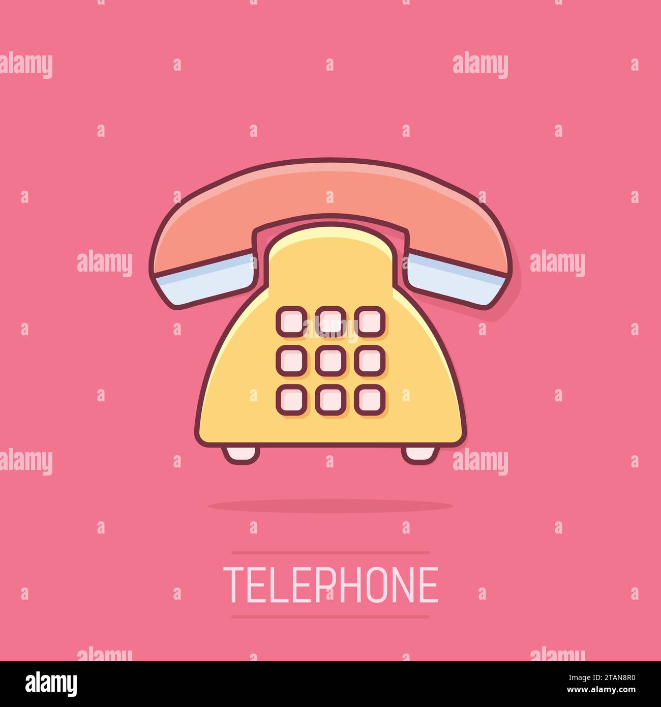 Vector cartoon phone icon in comic style. Telephone sign illustration ...