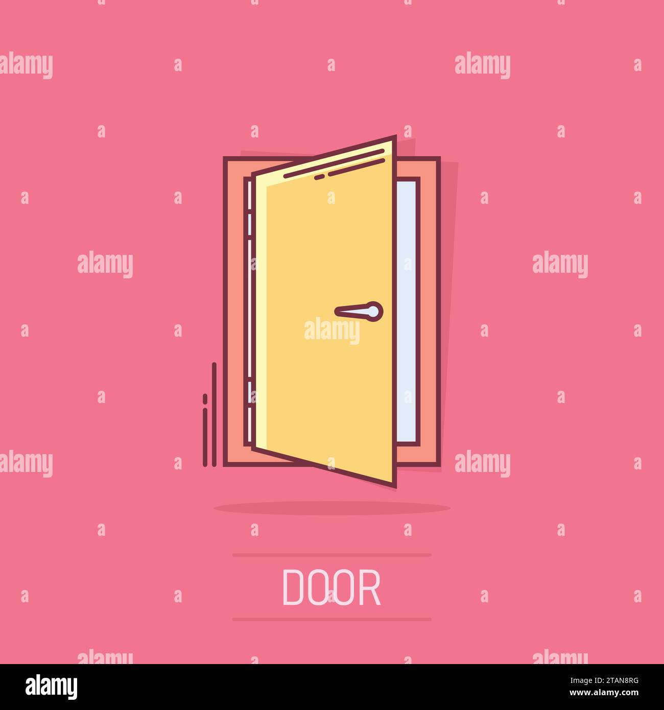 Vector cartoon door icon in comic style. Exit sign illustration ...