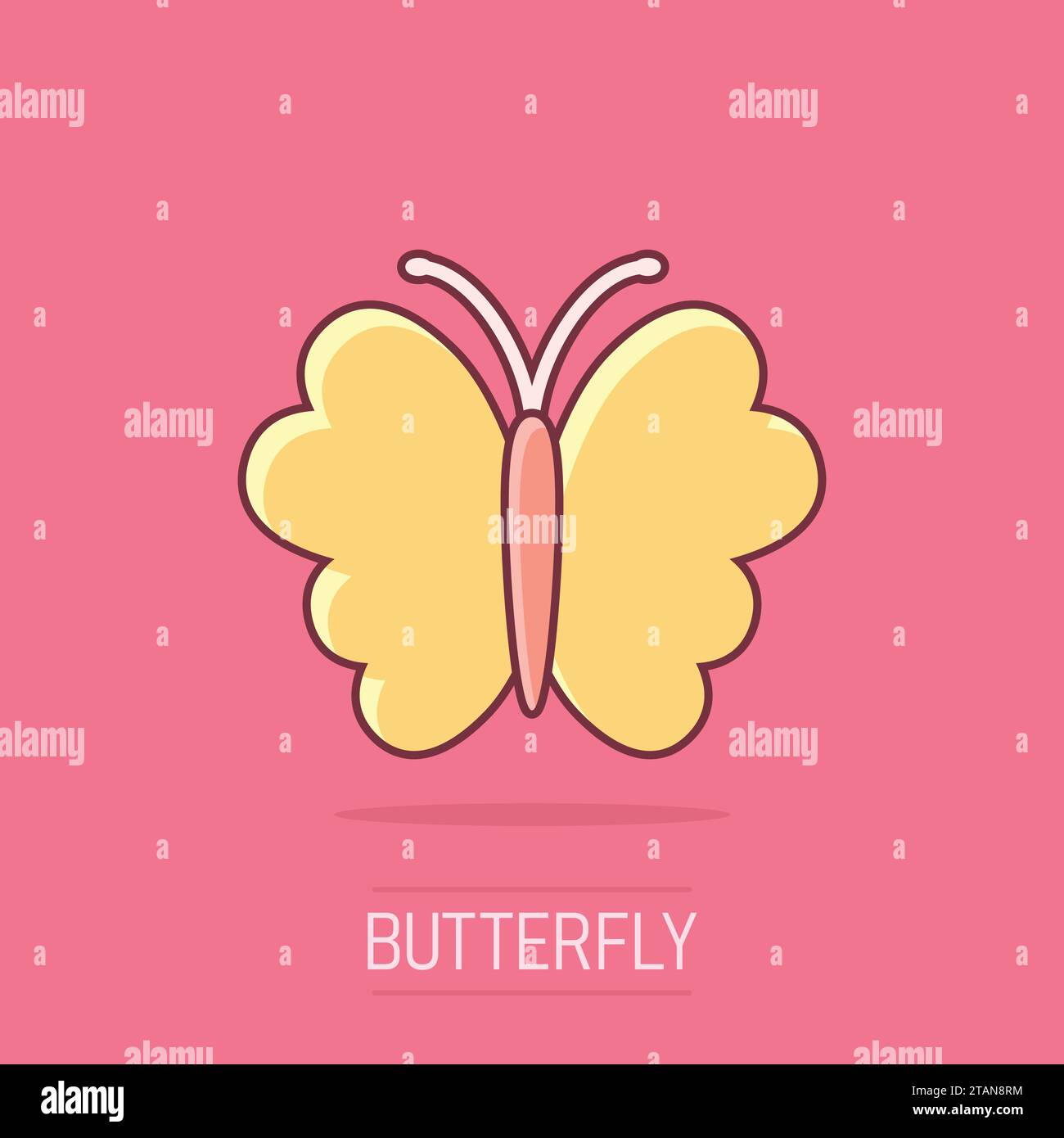 Vector cartoon butterfly icon in comic style. Insect sign illustration ...