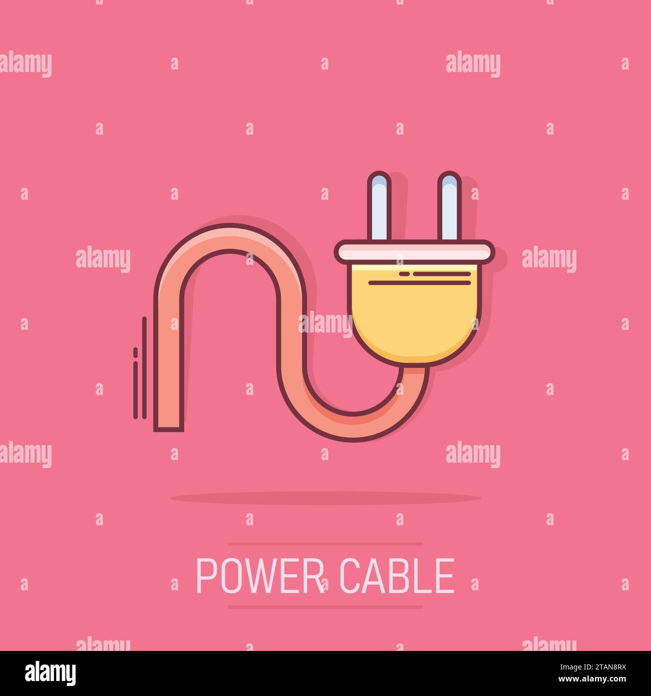 Vector cartoon electric plug icon in comic style. Power wire cable sign ...