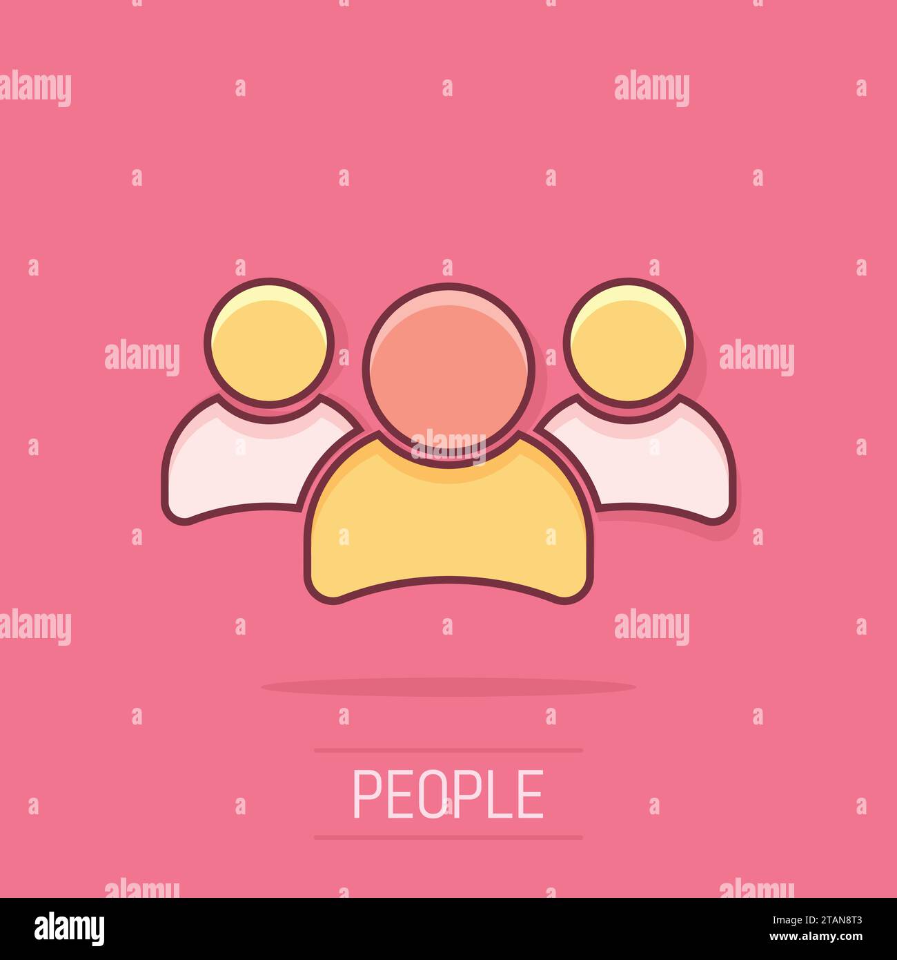 Vector cartoon group of people icon in comic style. Persons sign ...