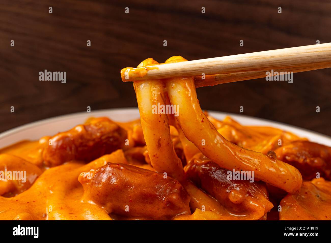 Rose Noodle Tteokbokki made with red pepper paste Stock Photo - Alamy