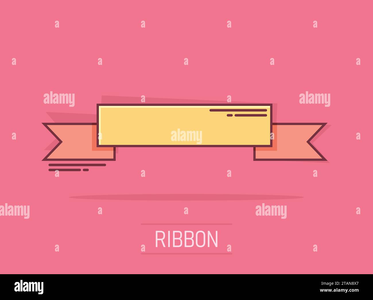 Vector cartoon badge with ribbon icon in comic style. Award medal sign ...