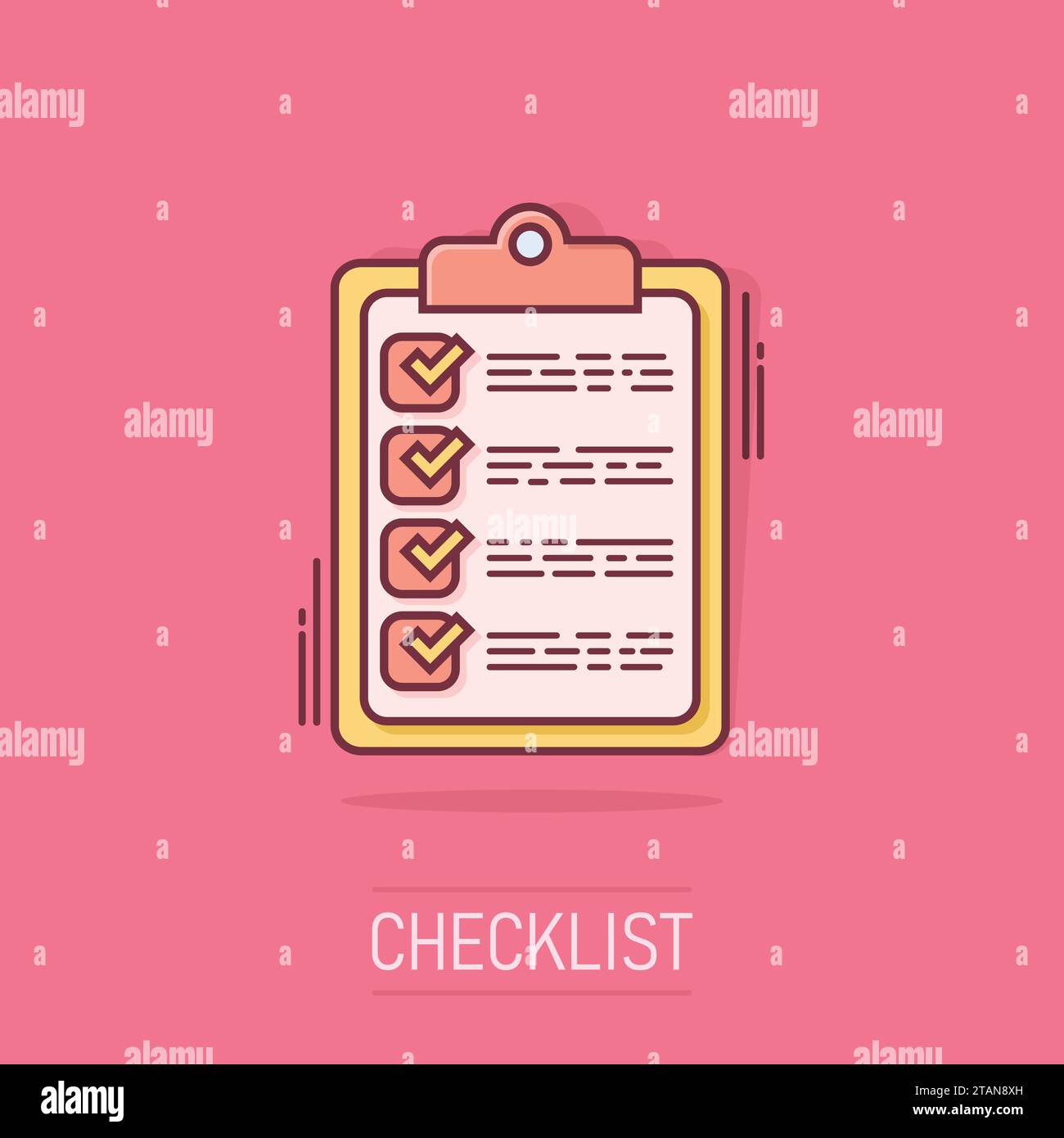 Vector cartoon to do list icon in comic style. Checklist, task list ...