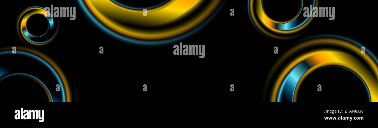 Blue and yellow glossy smooth circles abstract geometric background ...