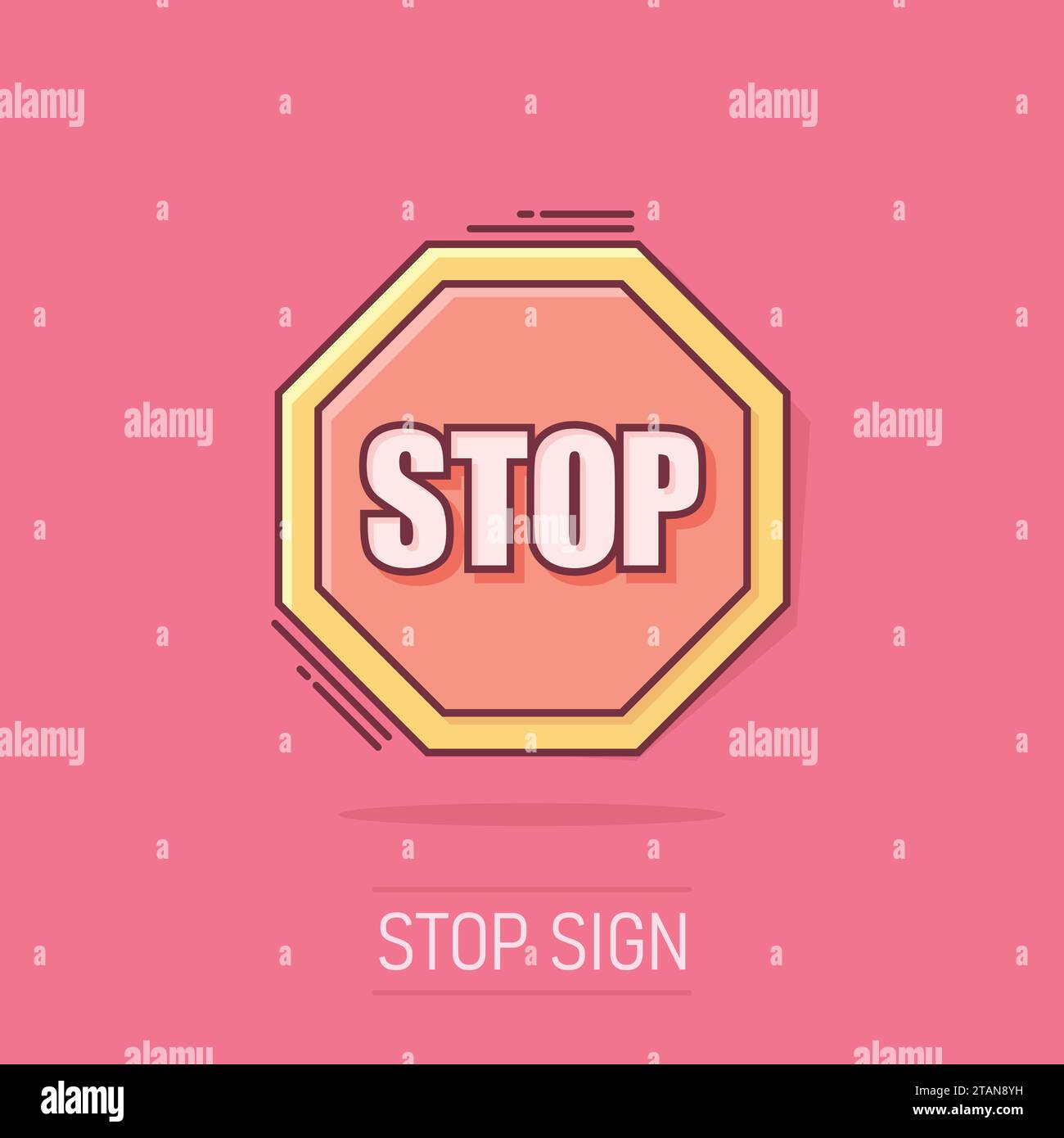Vector cartoon red stop sign icon in comic style. Danger sign ...