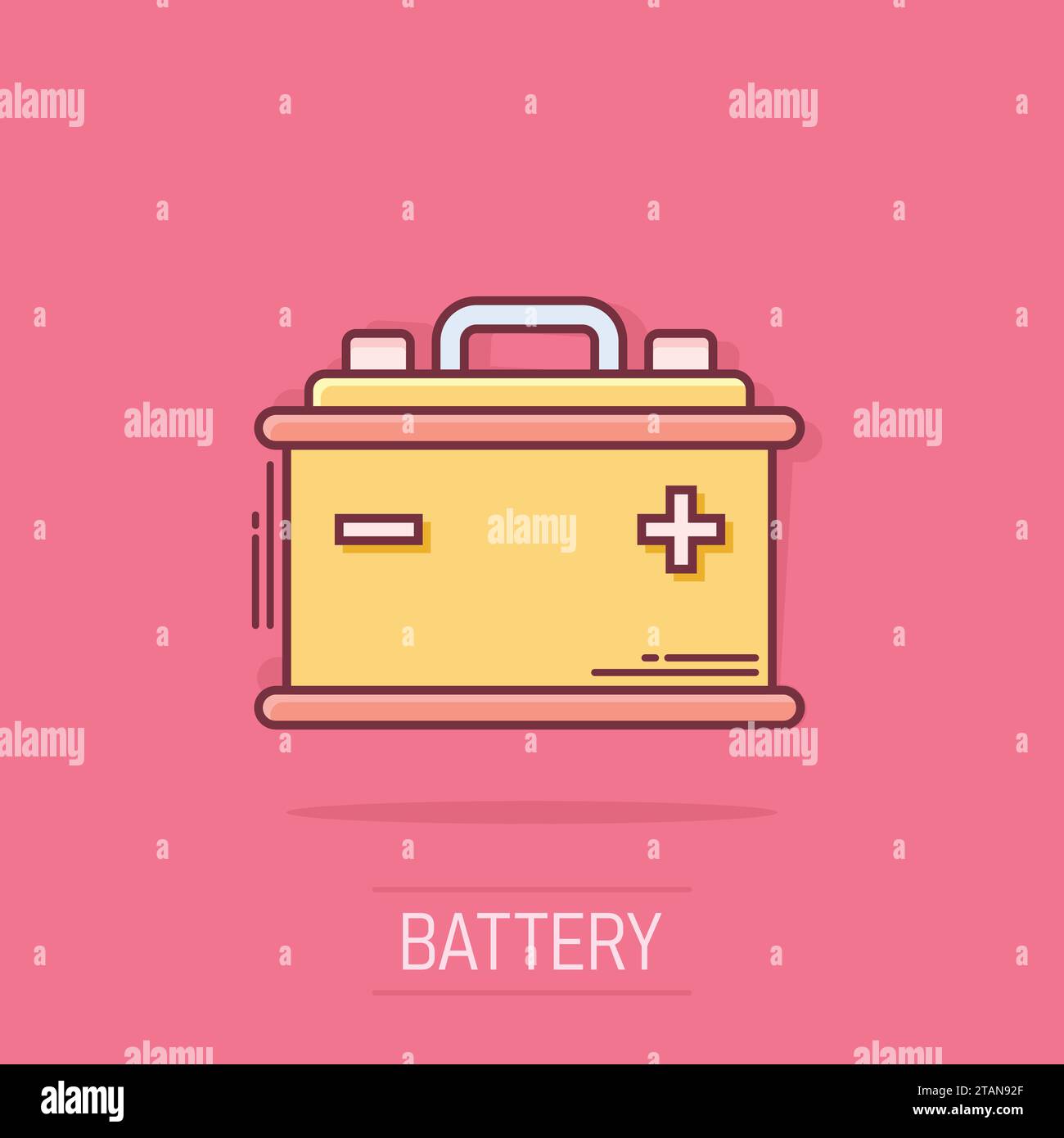 Vector cartoon car battery sign icon in comic style. Energy power sign ...