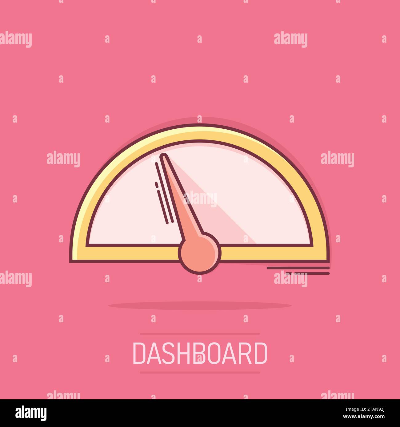 Vector cartoon dashboard icon in comic style. Level meter sign ...