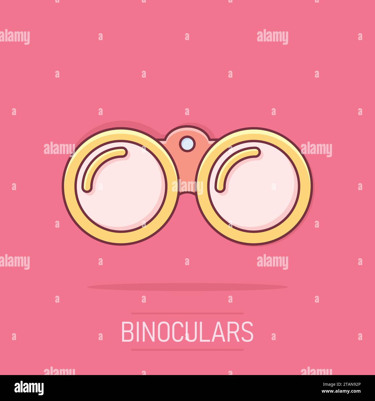 Vector cartoon binocular icon in comic style. Binoculars explore sign ...
