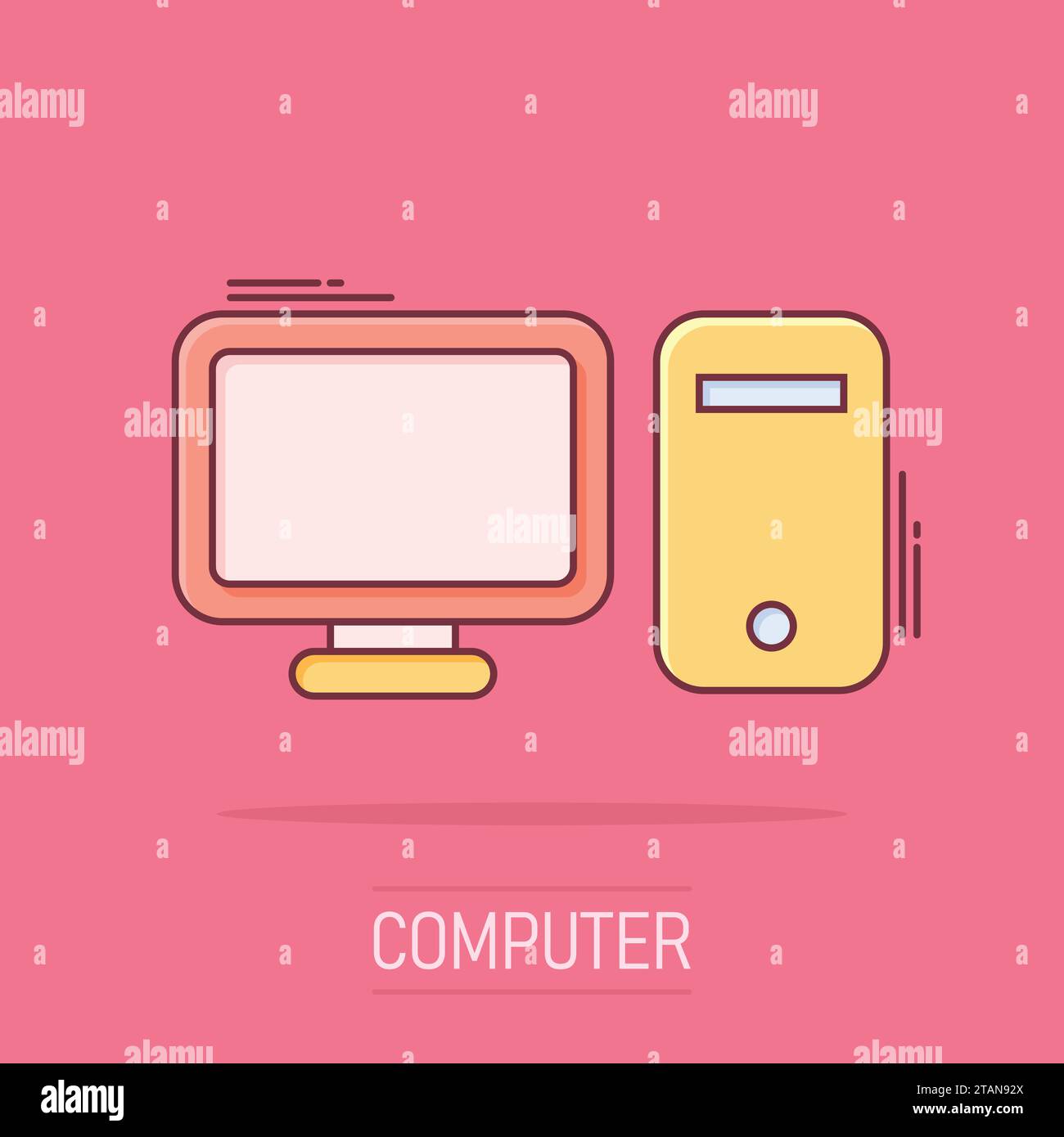 Vector cartoon computer icon in comic style. Monitor sign illustration ...