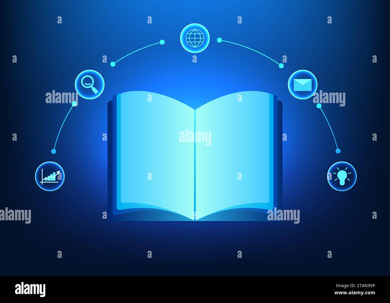 Modern educational technology Books connected to technology icons ...
