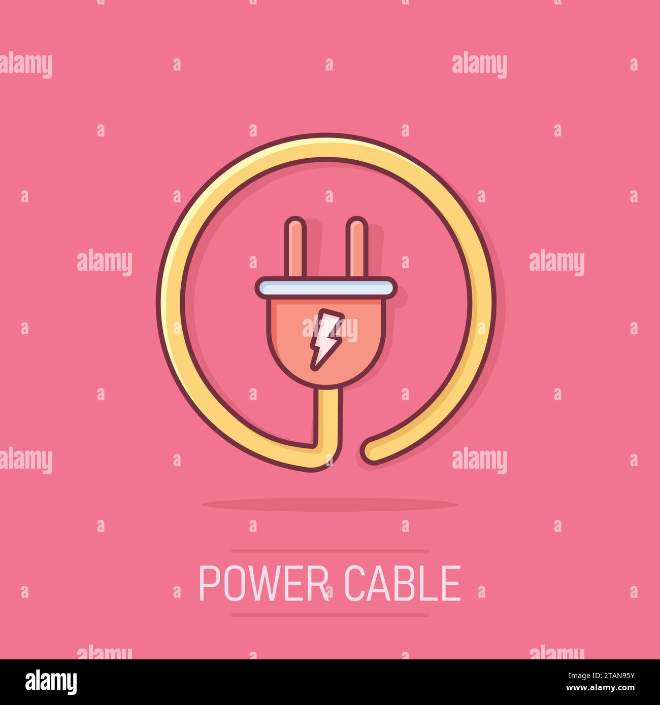 Vector cartoon electric plug icon in comic style. Power wire cable sign ...