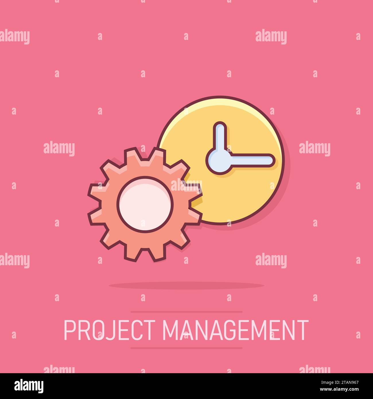 Vector cartoon clock icon in comic style. Project management sign ...