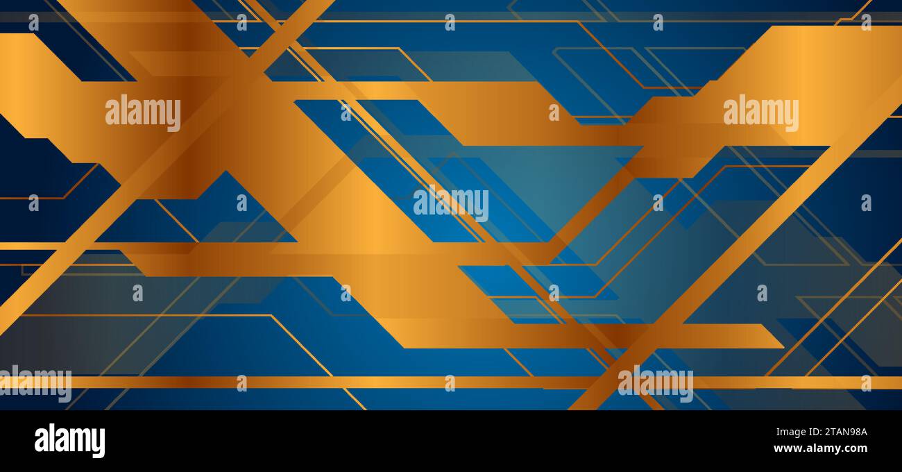 Golden and blue abstract geometric tech background. Vector design Stock Vector Image & Art - Alamy