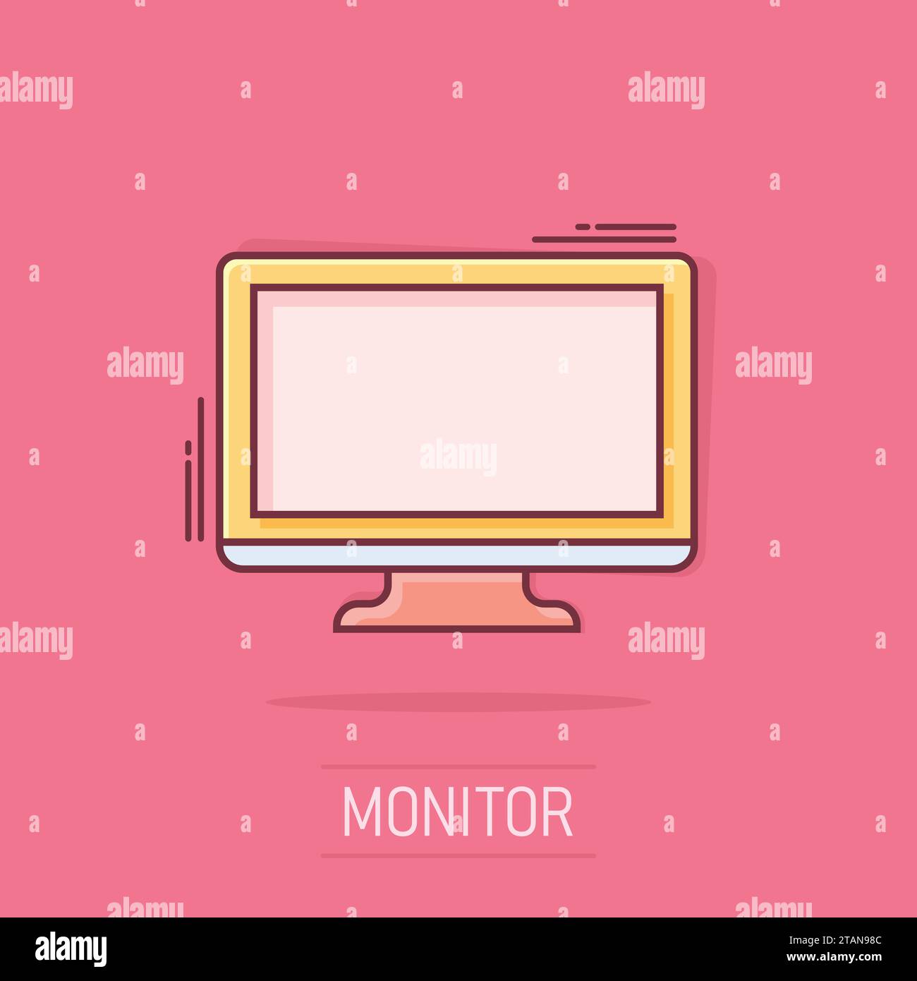 Vector cartoon computer icon in comic style. Monitor sign illustration ...