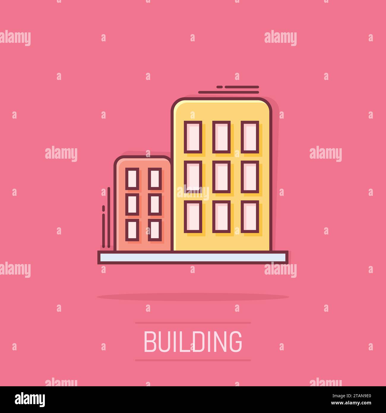 Vector cartoon building in comic style. House sign illustration ...