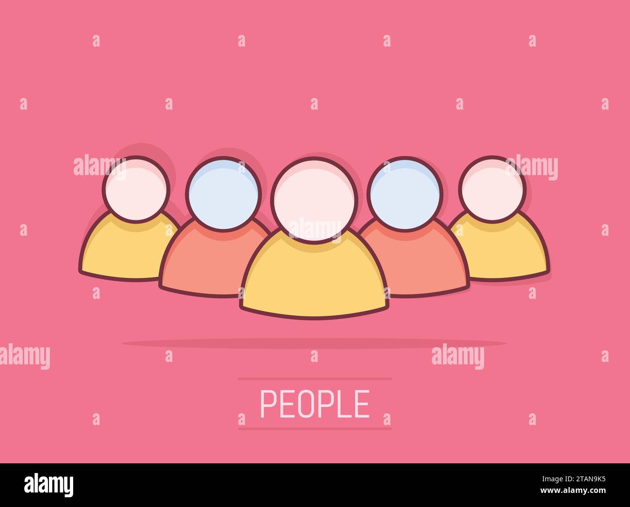 Vector cartoon group of people icon in comic style. Persons sign ...