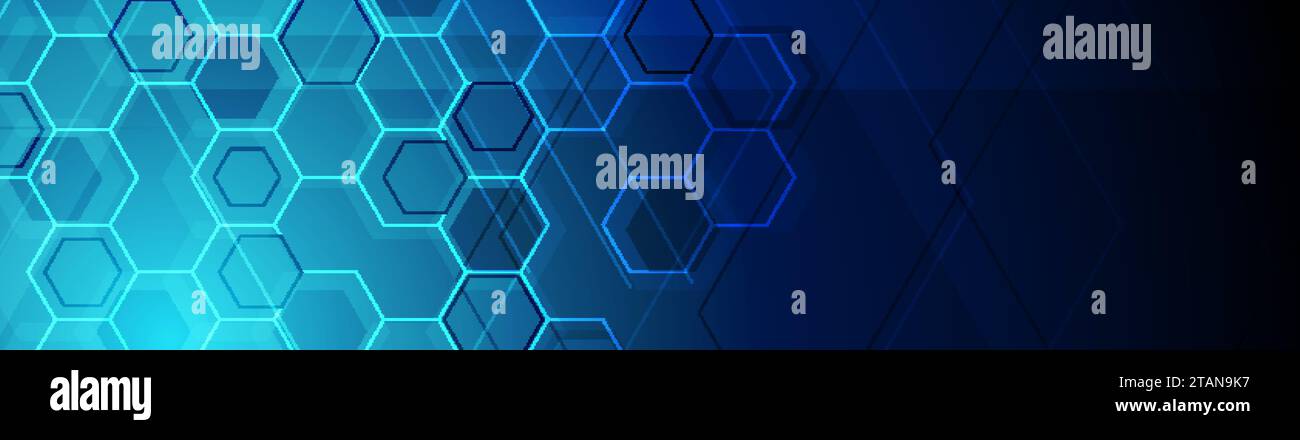 Bright blue abstract tech hexagonal geometrical background. Vector ...