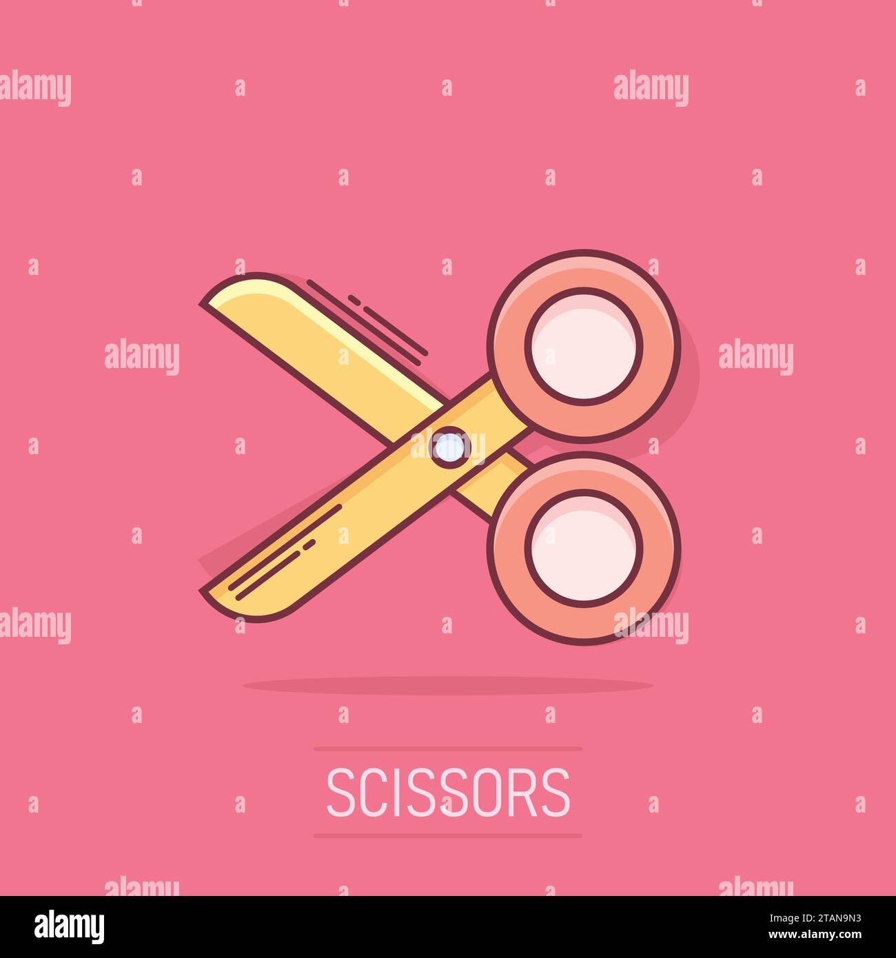 Vector cartoon scissors icon in comic style. Scissor sign illustration ...