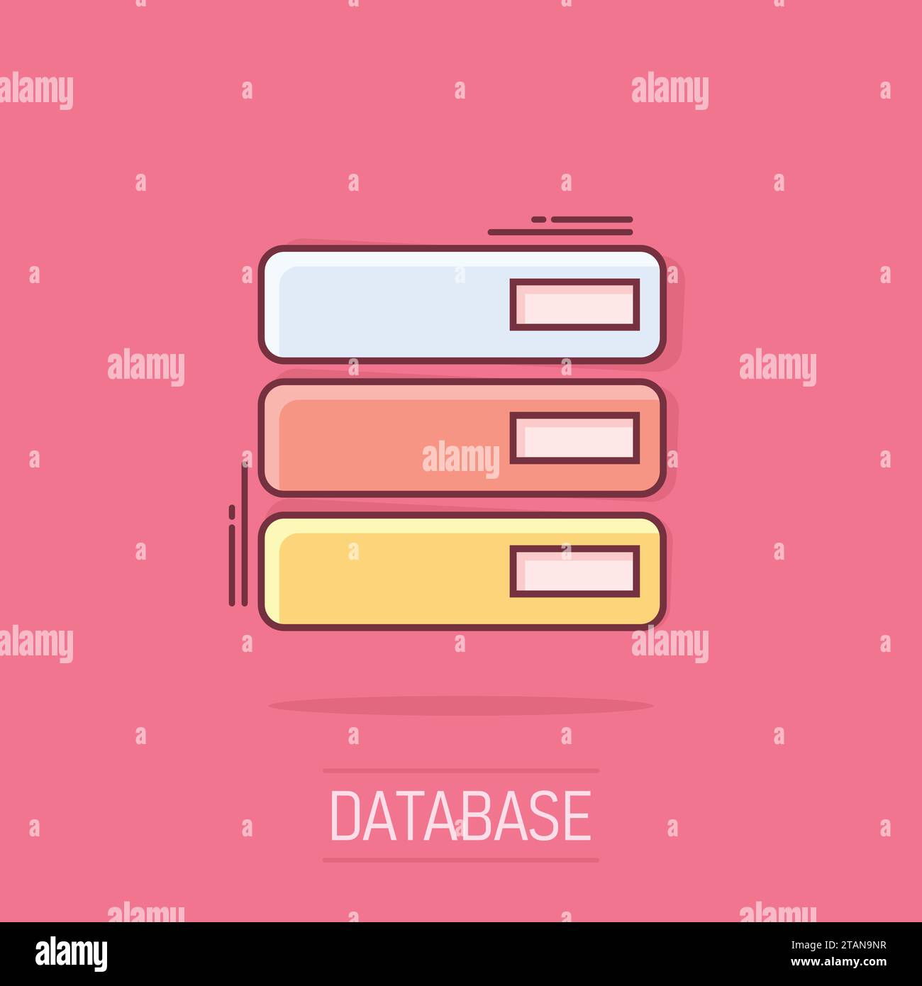 Vector cartoon database, server icon in comic style. Storage sign ...