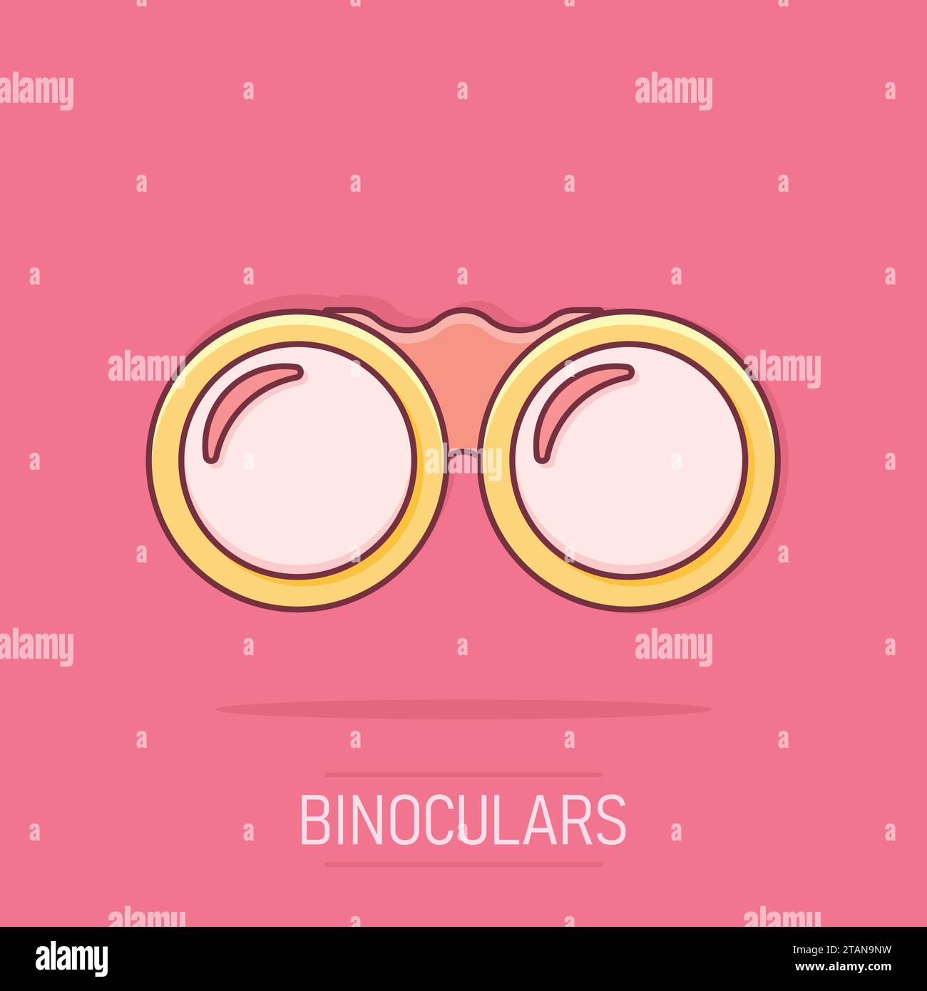 Vector cartoon binocular icon in comic style. Binoculars explore sign ...