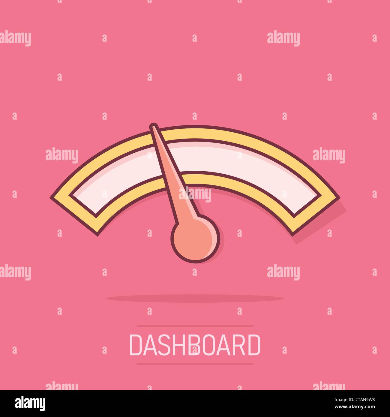 Vector cartoon dashboard icon in comic style. Level meter sign ...