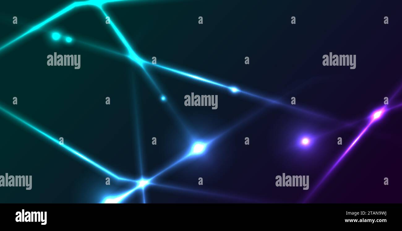 Cyan violet neon glowing laser lines hi-tech background. Abstract ...