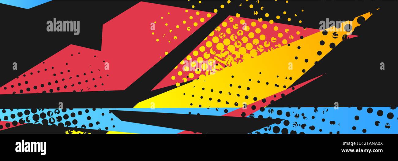 Colorful minimal abstract grunge halftones geometric background. Vector banner flat design Stock ...