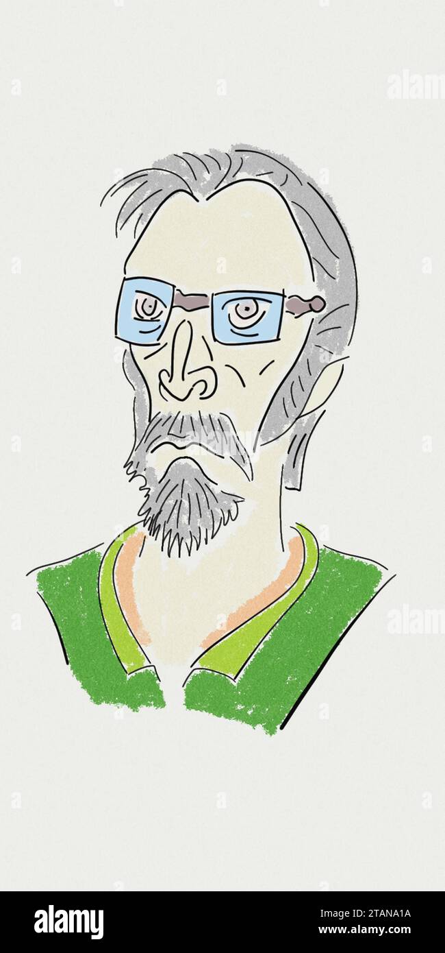 Fictional male character with mustache digital drawing. Illustration ...