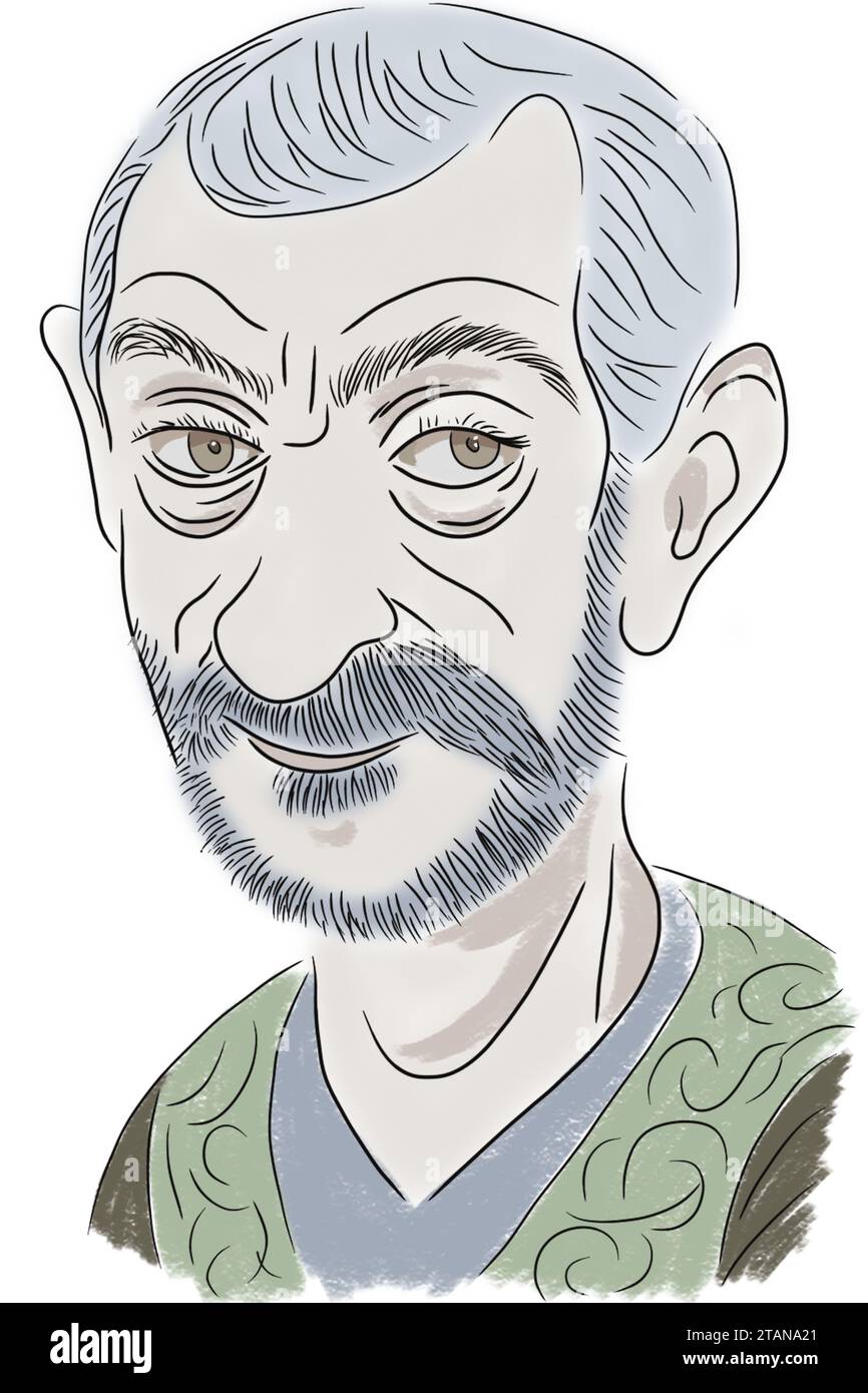 Fictional male Jewish character with mustache and beard digital drawing ...