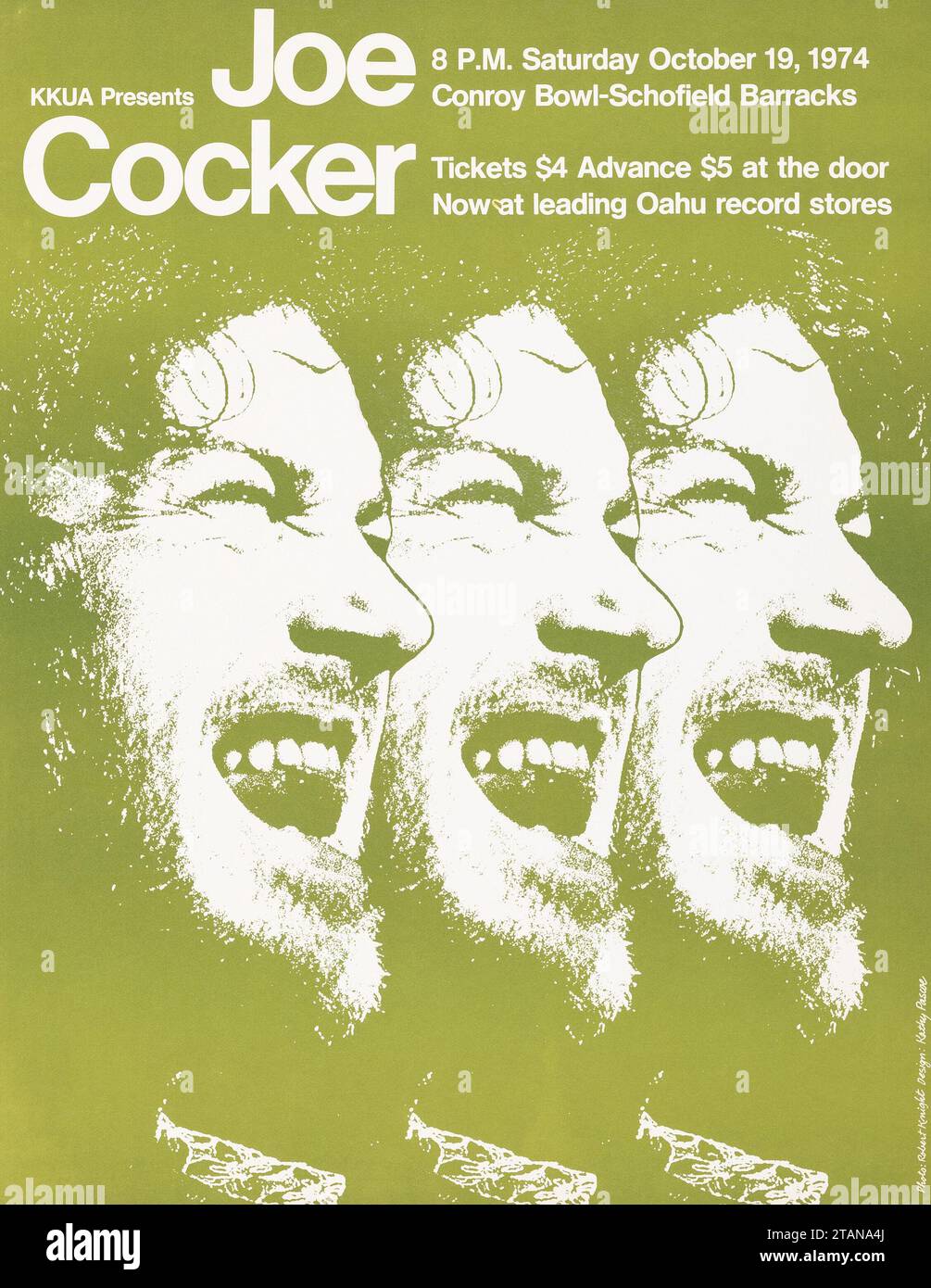 Joe Cocker 1974 Wahiawa, Hawaii - Vintage Concert Poster Stock Photo ...