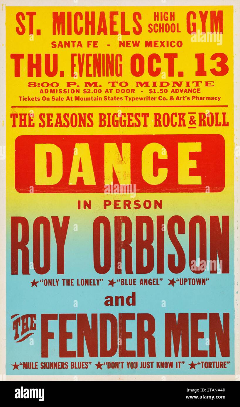 Rock and roll poster - Roy Orbison And The Fender Men - St. Michael's ...
