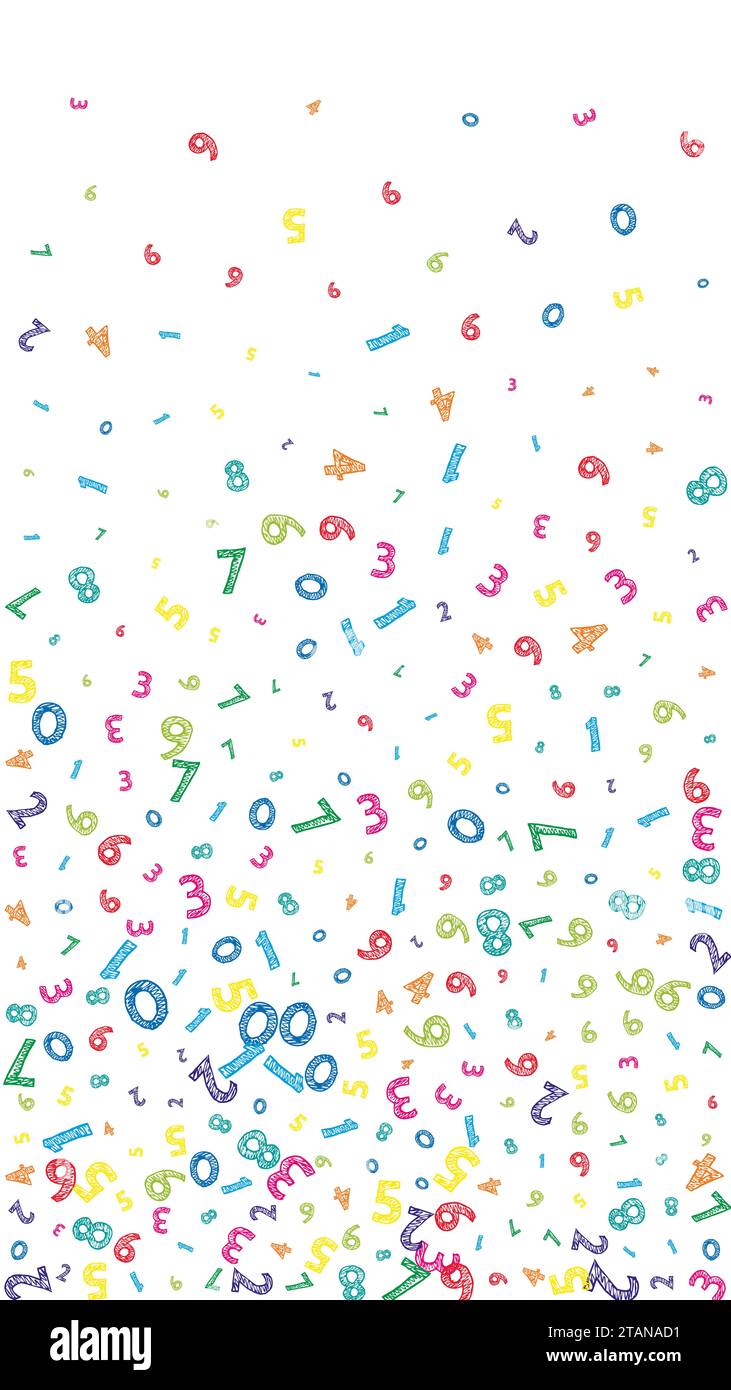 Falling colorful messy numbers. Math study concept with flying digits ...