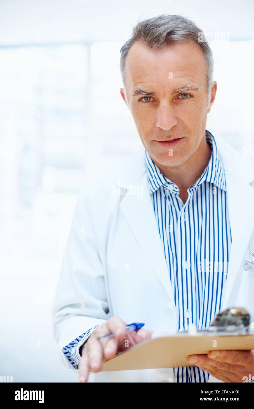 Health, question and doctor with checklist on clipboard, chart or ...