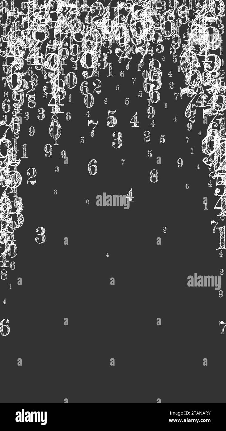 School math notebook cover. White chalk numbers floating in the air ...