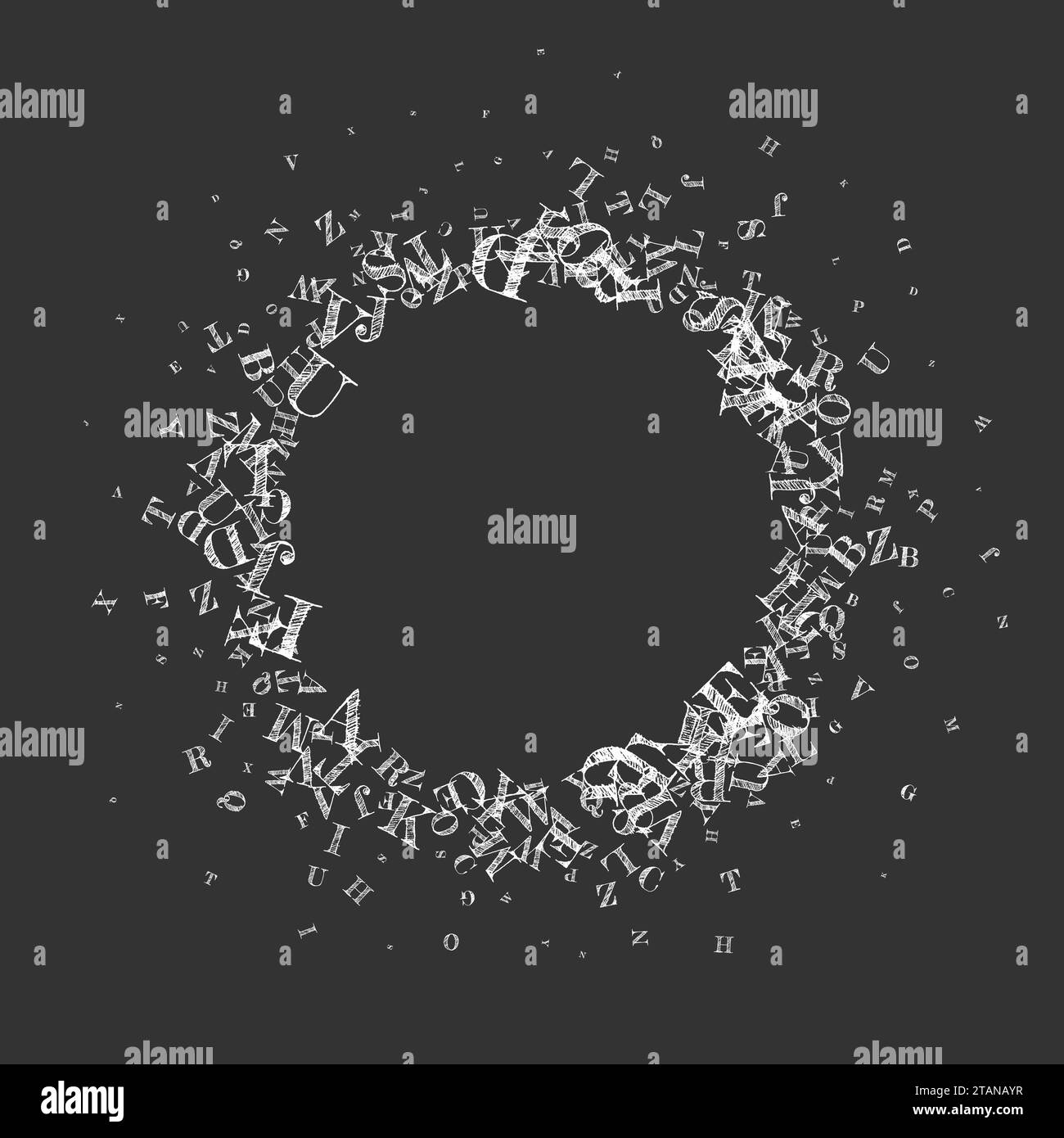 Concept of school background. White chalk falling letters of English ...