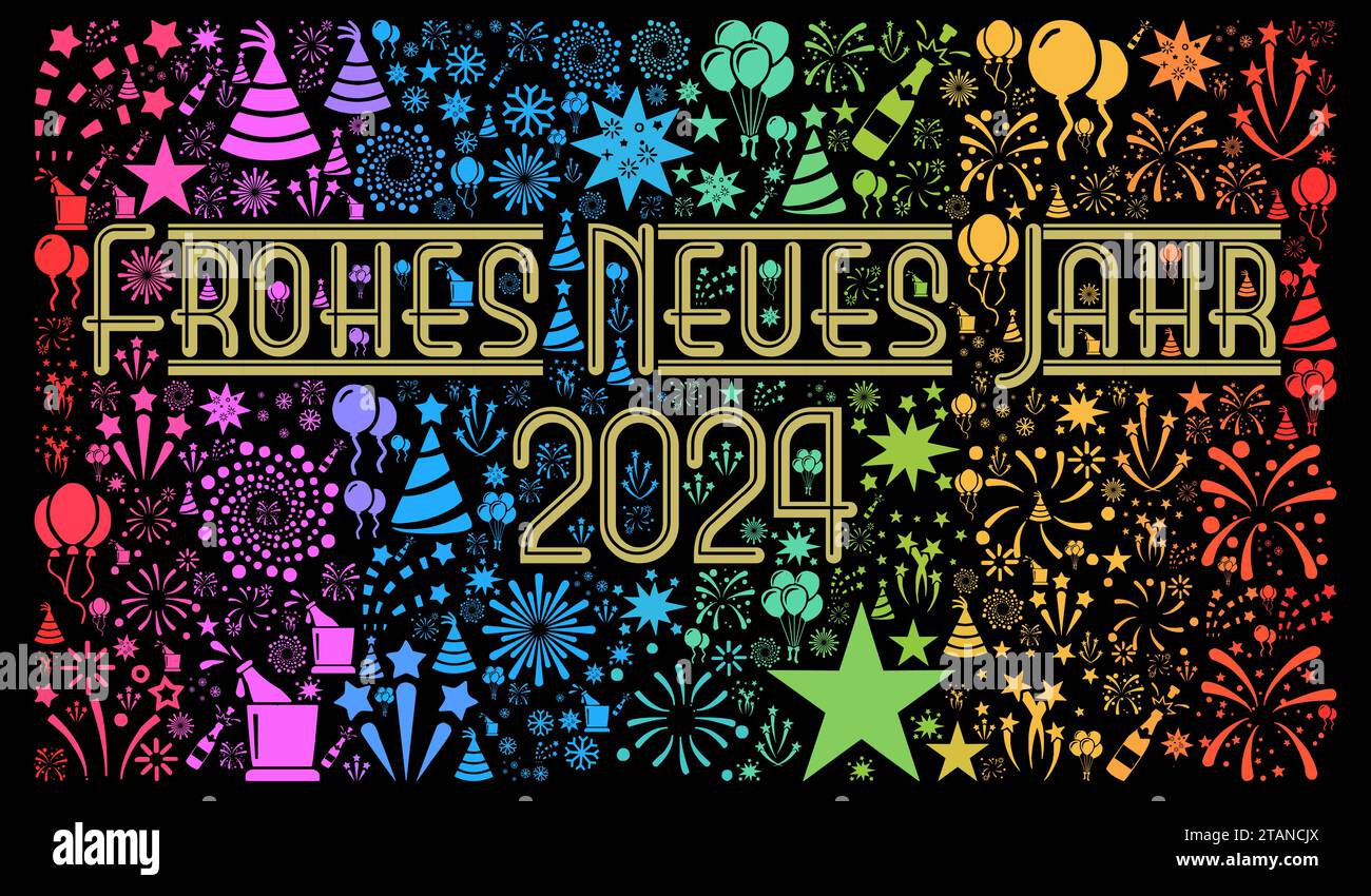 Happy new year 2024 called frohes neues jahr in German language Stock ...