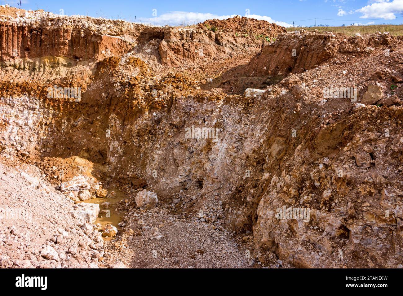 The side of a stone quarry for the extraction of limestone for crushed ...