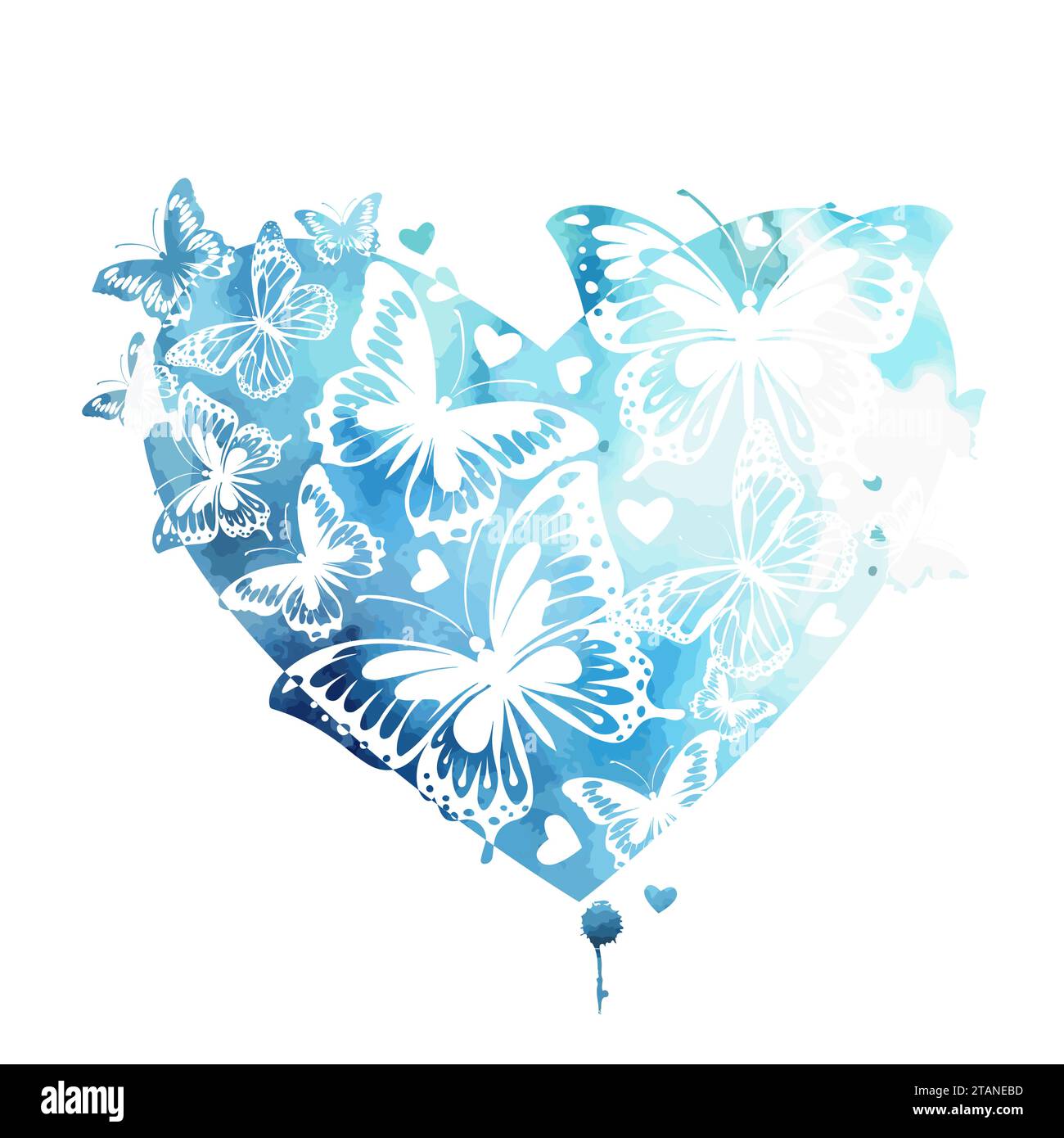 Butterfly blue hearts. Happy Valentine's Day. hand drawing. sstkLOVE ...