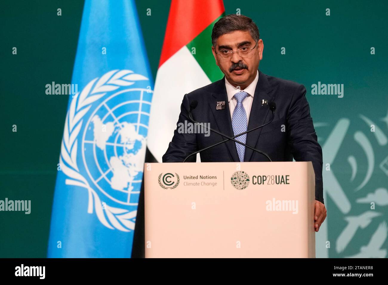 Pakistan Prime Minister Anwaar-ul-Haq Kakar speaks during a plenary ...