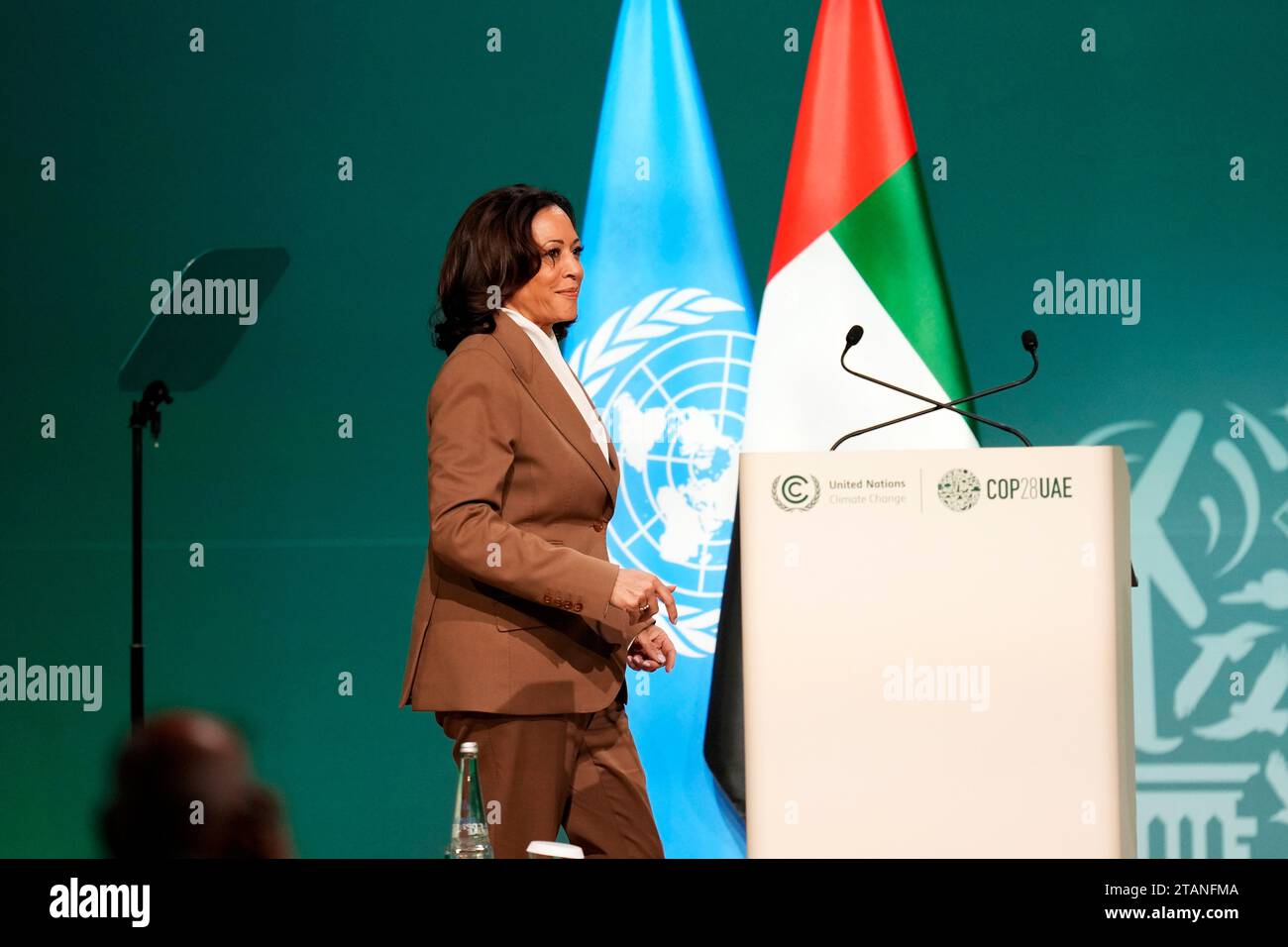 Vice President Kamala Harris arrives to speak during a plenary session ...